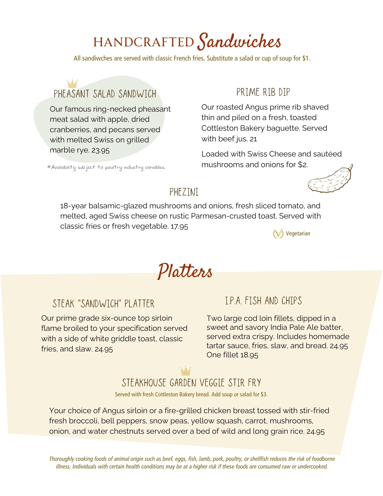 Menus - Pheasant Restaurant & Lounge