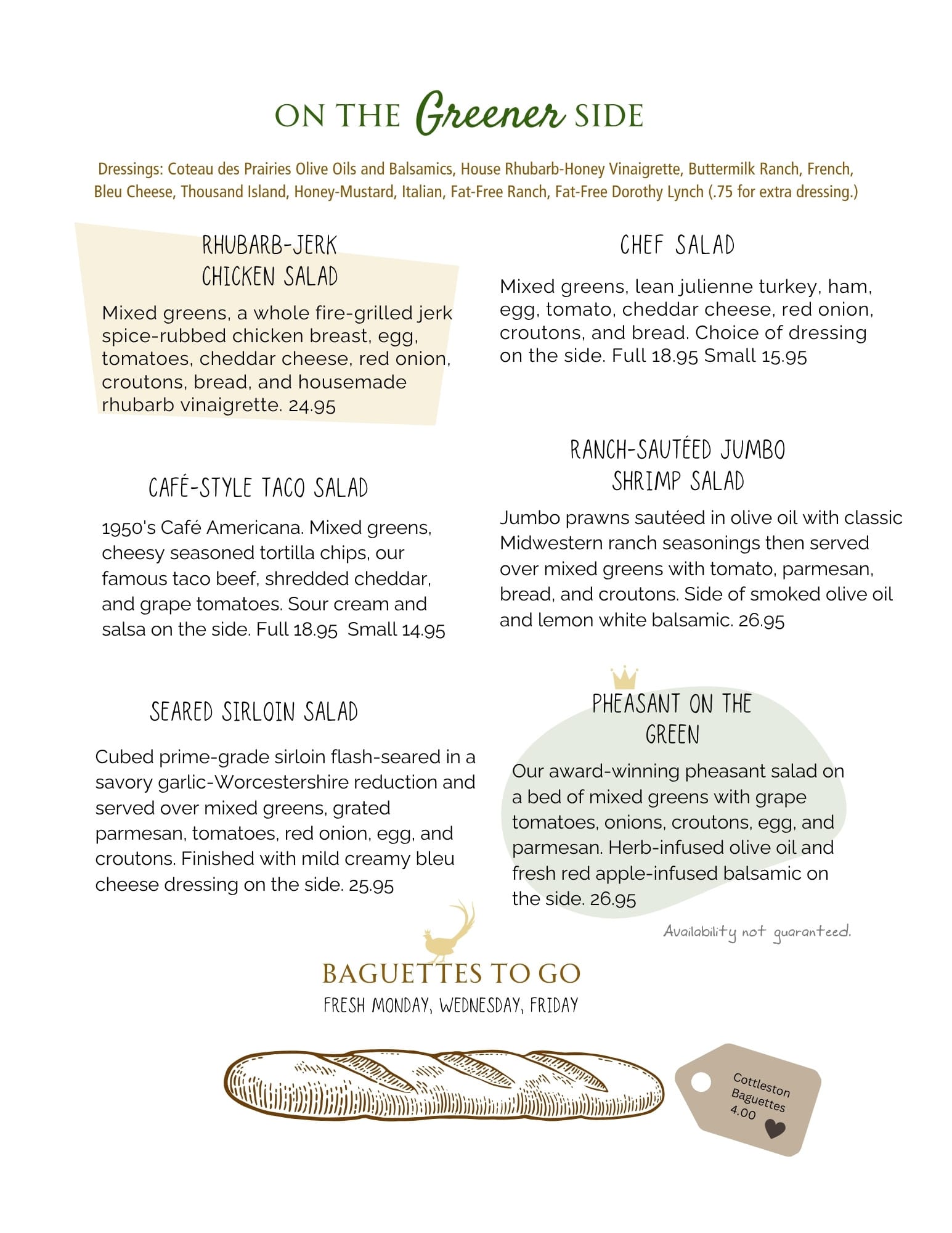 Menus - Pheasant Restaurant & Lounge